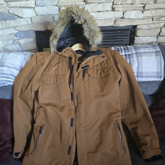 Pulse | Jackets & Coats | Pulse Brown Ski Jacket With Faux Fur Hood ...